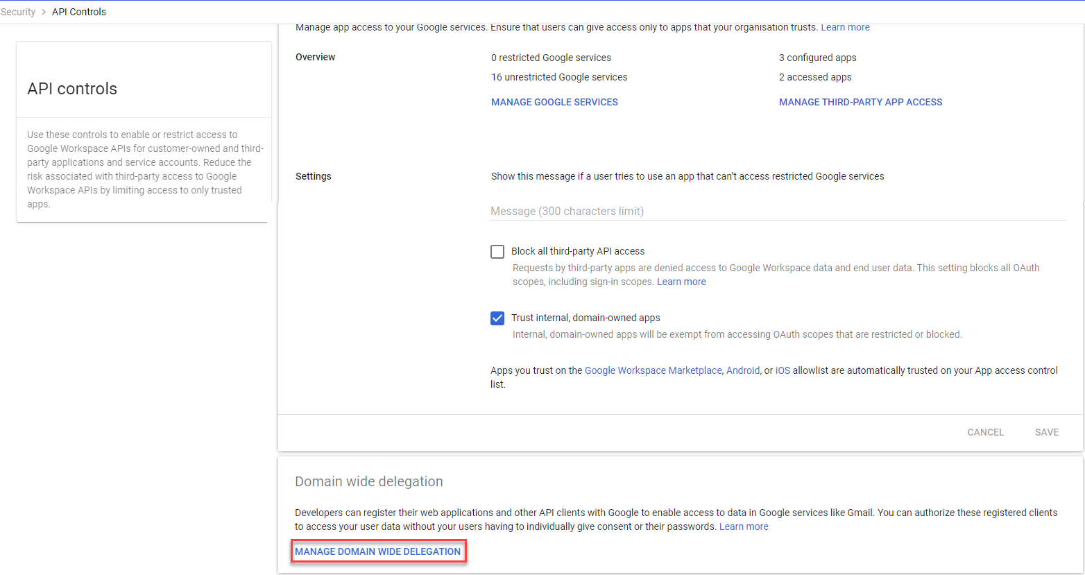 Enabling Google for API integration